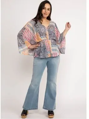 Kismet | Tops | Kismet Boho Miley Mesh Wide Cropped Sleeve V Neck Top ...